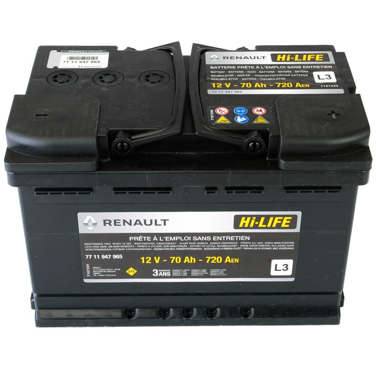 Batterie Renault L3 Hi-Life 70Ah 720A 12V – Piececom